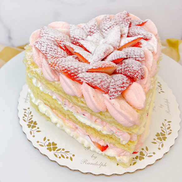6" Heart Shaped Strawberries & Cream Cake - Pastries by Randolph